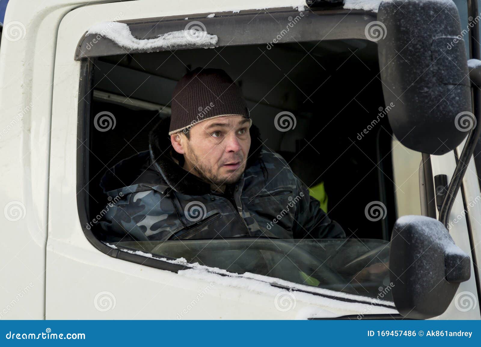 Driver in a Cab Driving a Truck Stock Photo - Image of beautiful ...