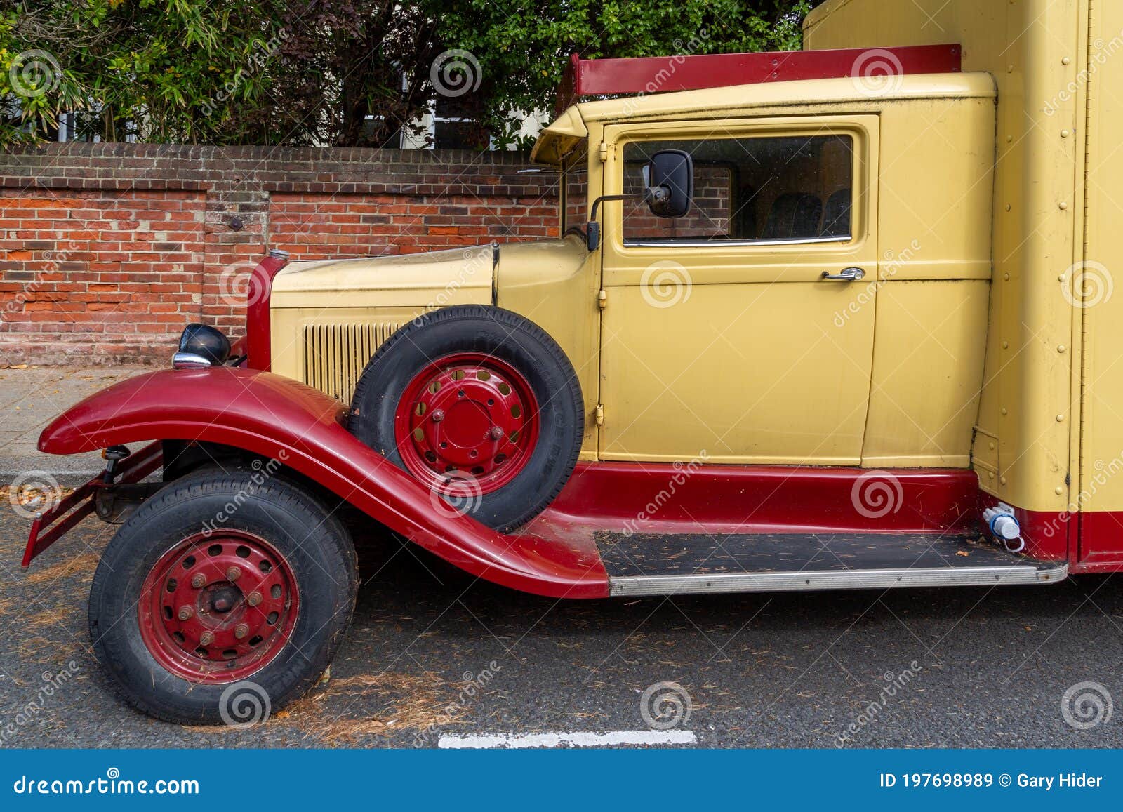 The Driver Cab of a Vintage Refrigerated Delivery Van Stock Image ...
