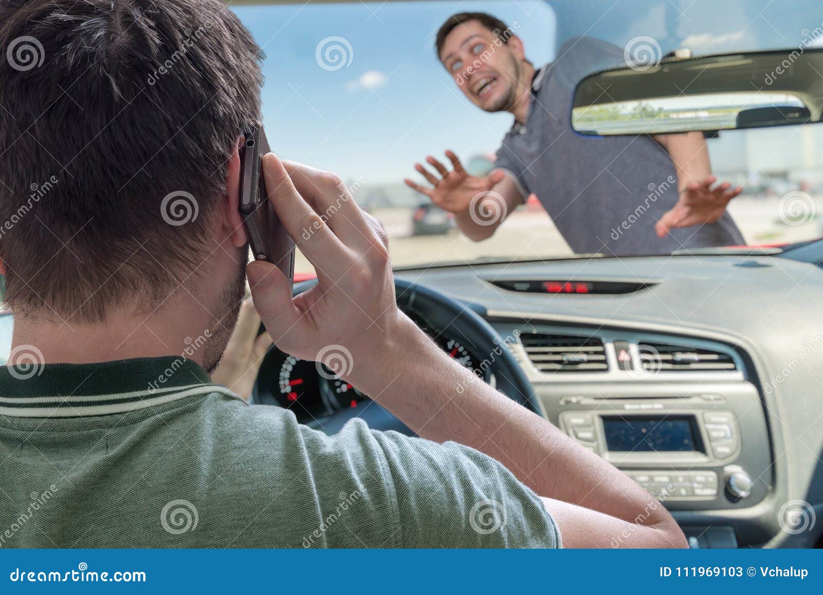 Driver Calling Using Smartphone in Car is Going To Hit Pedestrian Stock ...