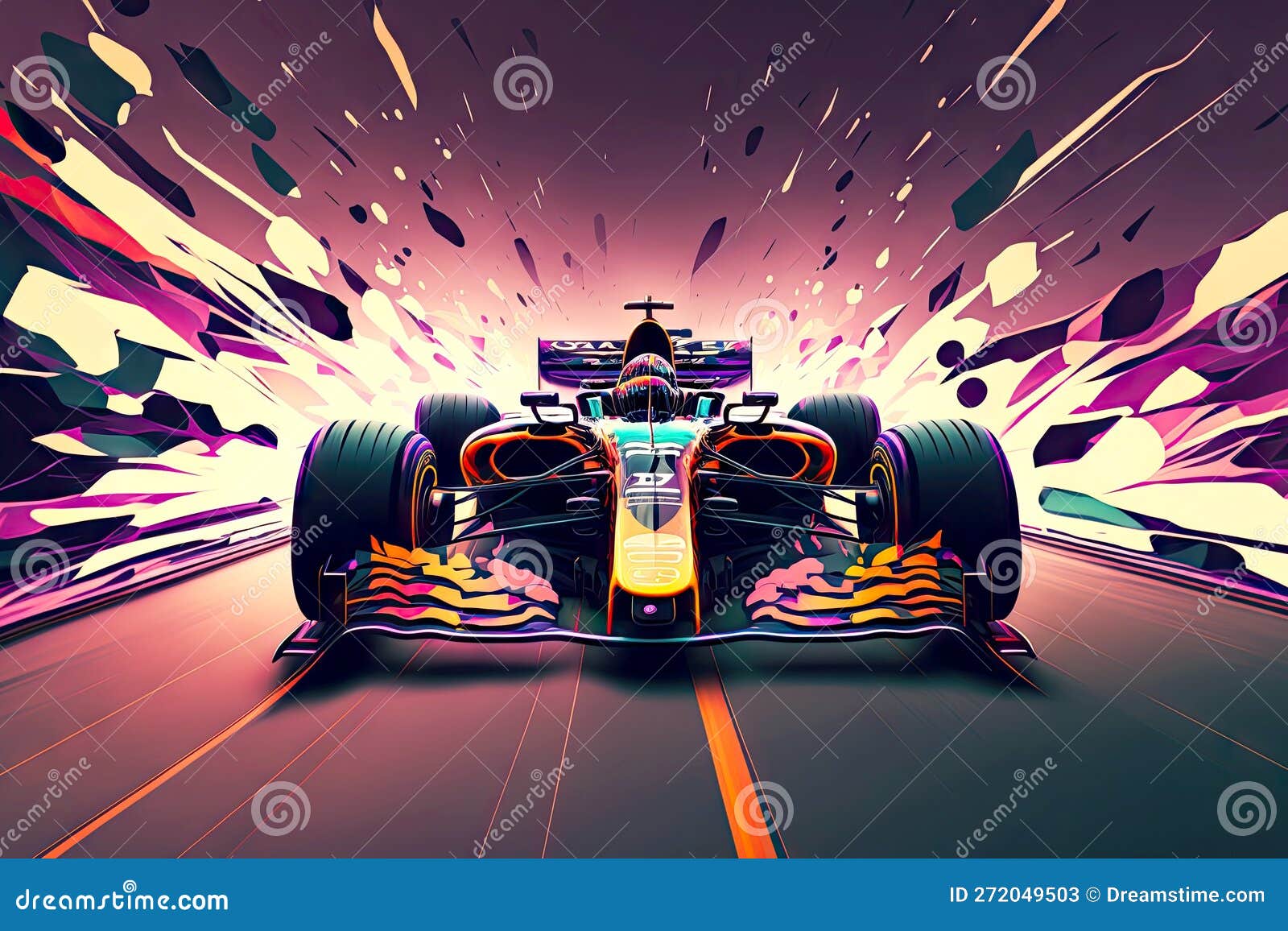 Driver of Car Accelerates on Track in Formula One Racing Championship ...