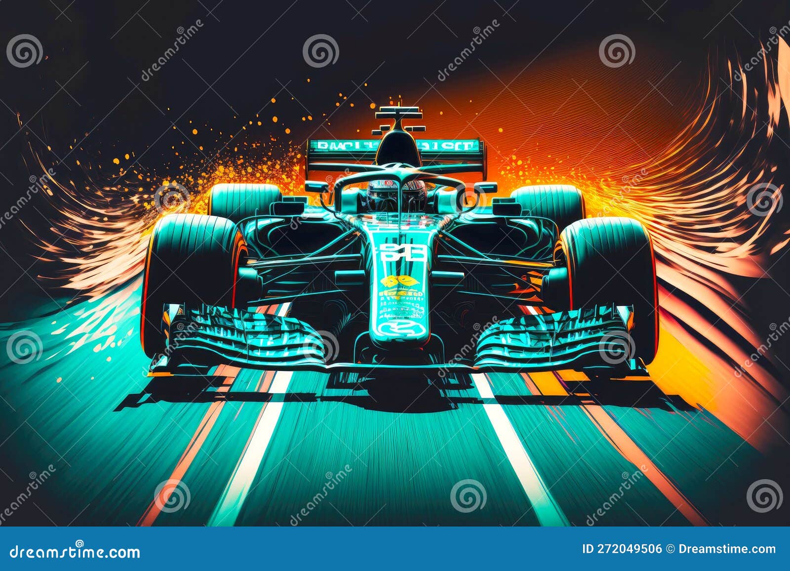 Driver of Car Accelerates on Track in Formula One Racing Championship ...