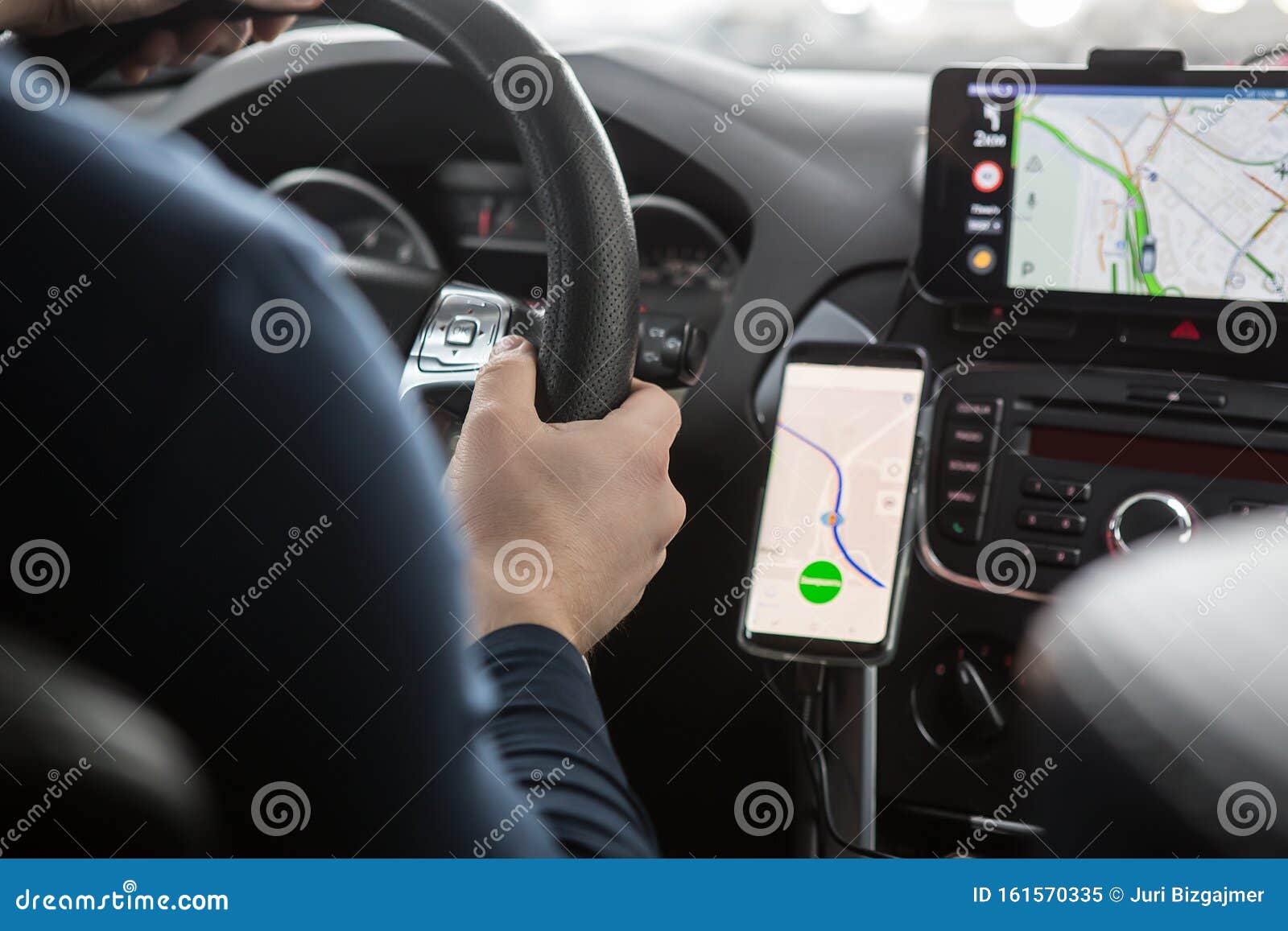 Driver in the Car Controls the Navigator Stock Image - Image of panel ...