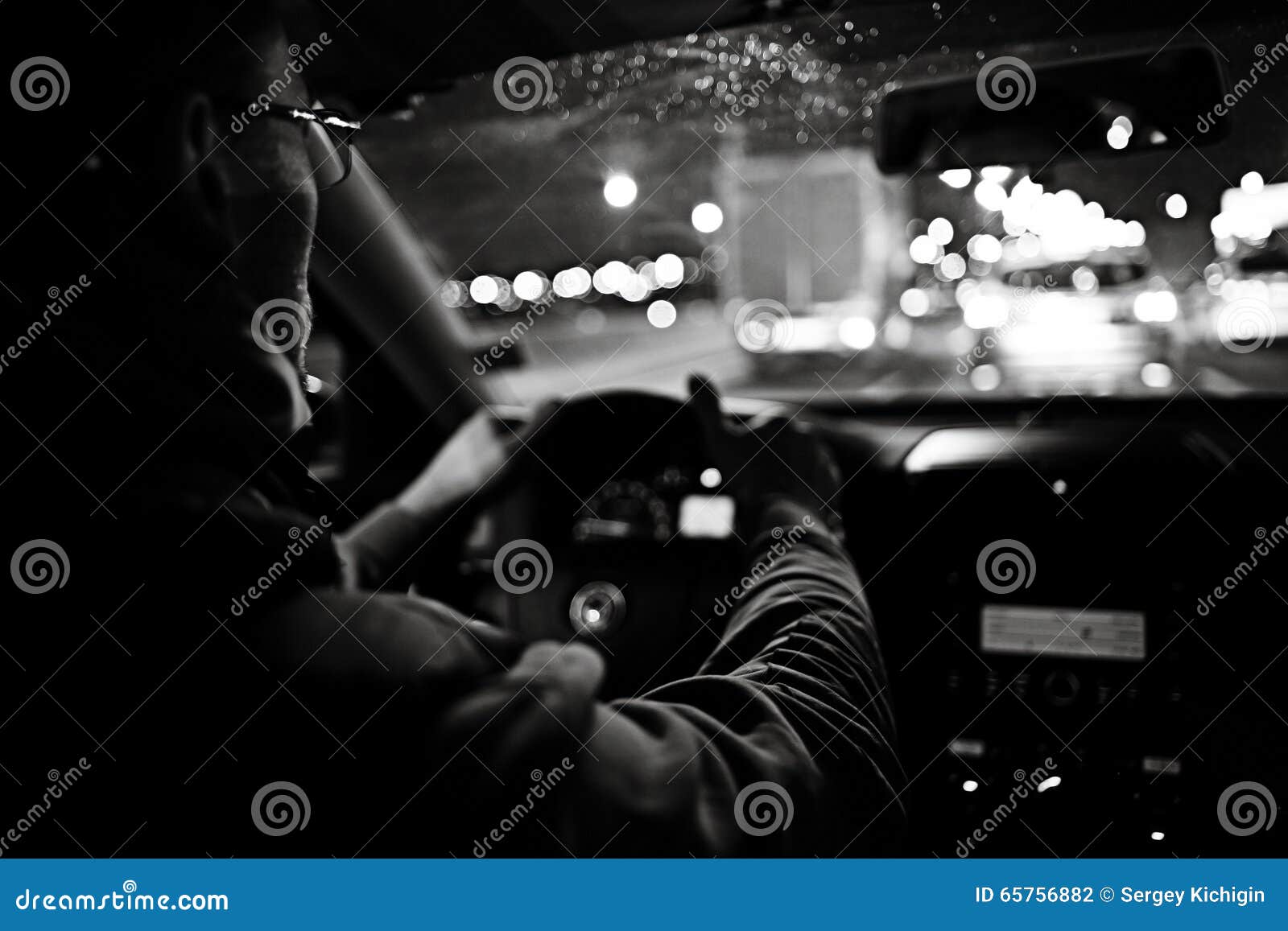 Driver in car at night stock photo. Image of city, modern - 65756882