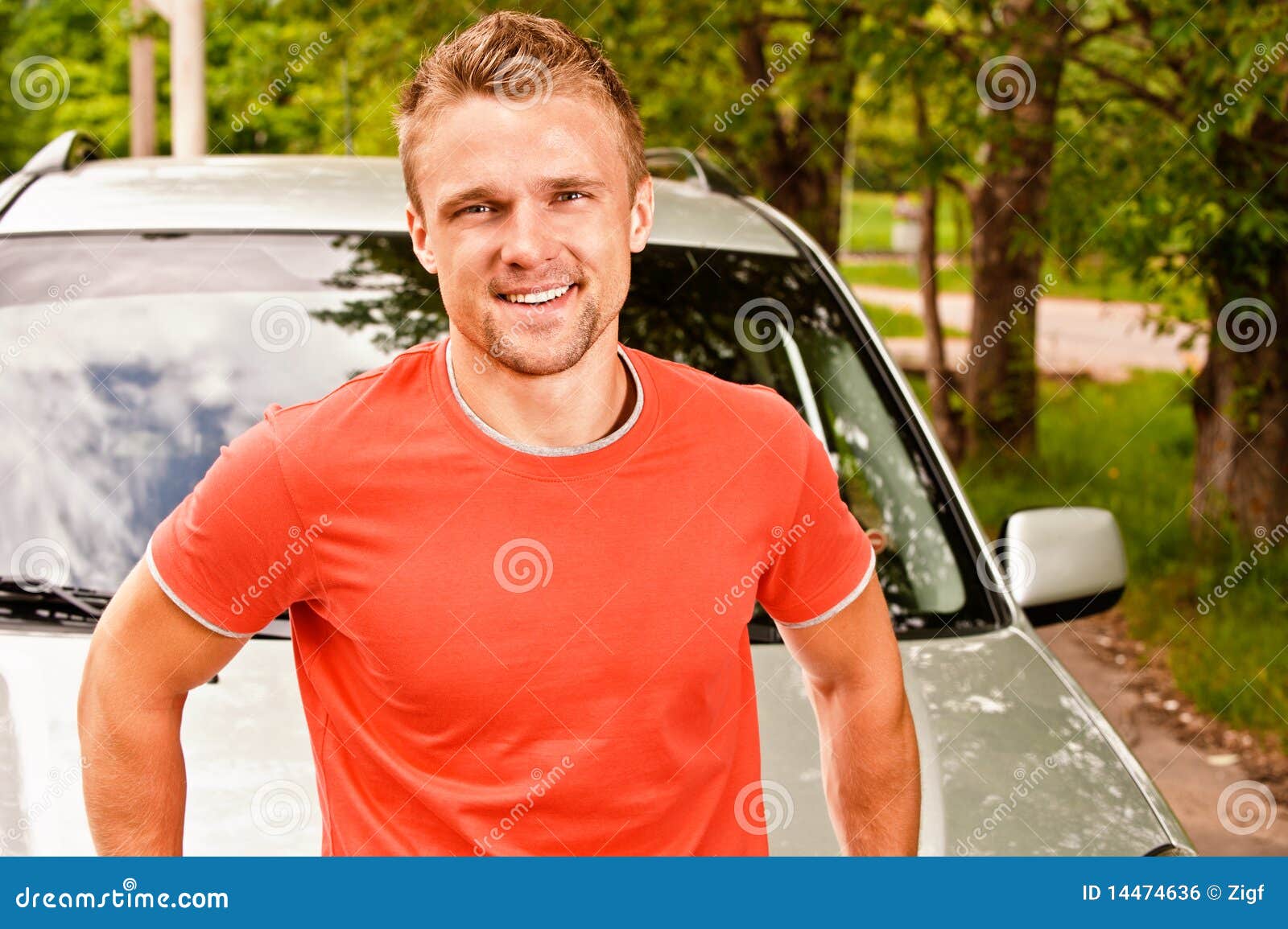 Driver of car smiles stock photo. Image of leader, modern - 14474636