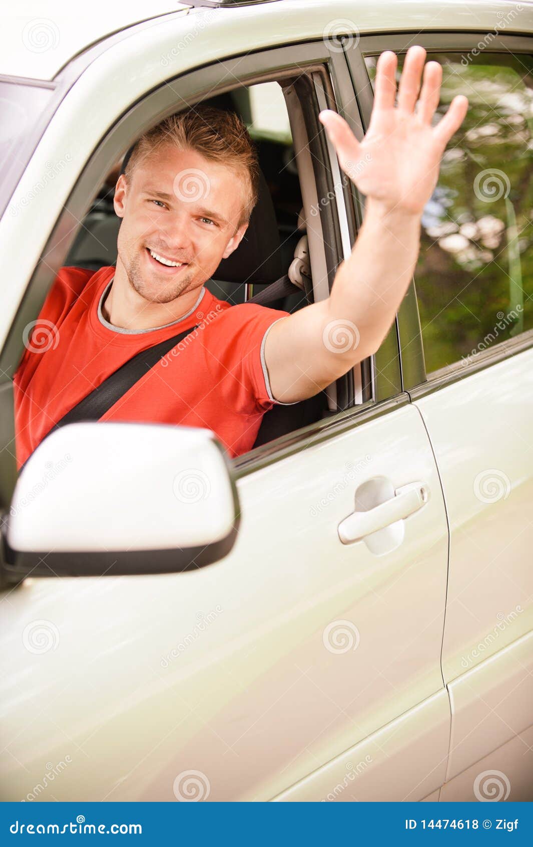 Driver of car waves hand stock photo. Image of fresh - 14474618