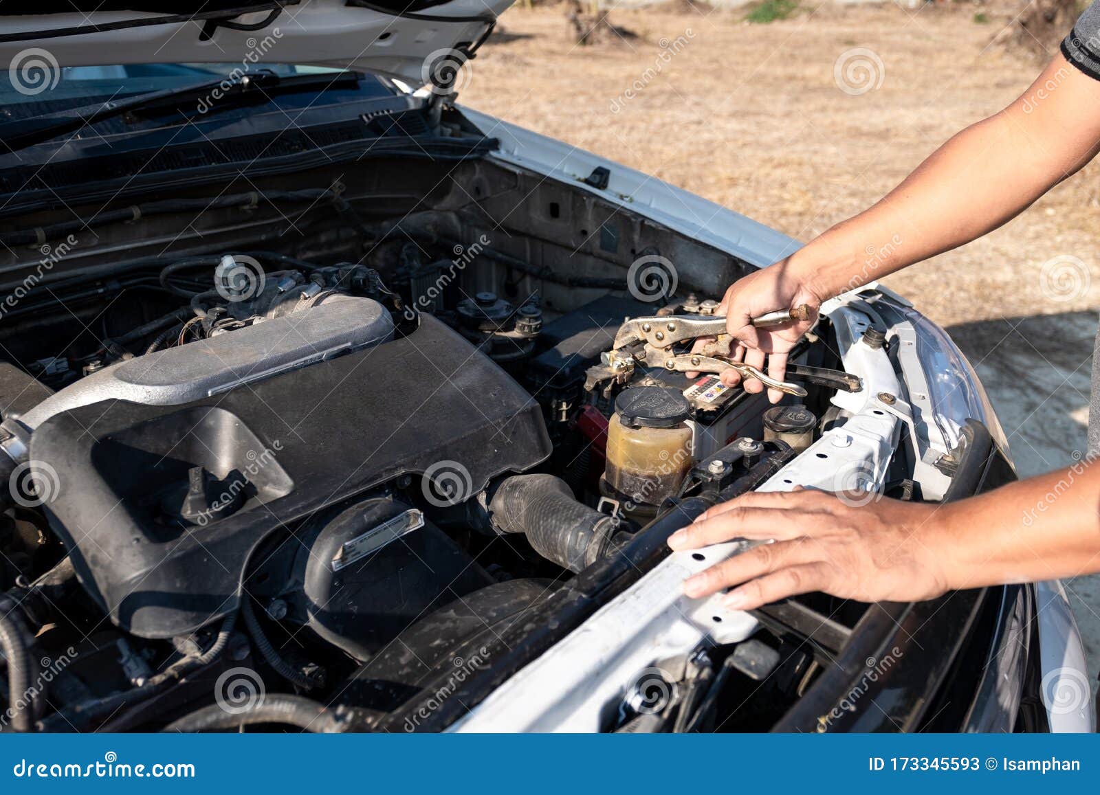 The Driver is Checking the Car before Traveling, Safety First Concept ...