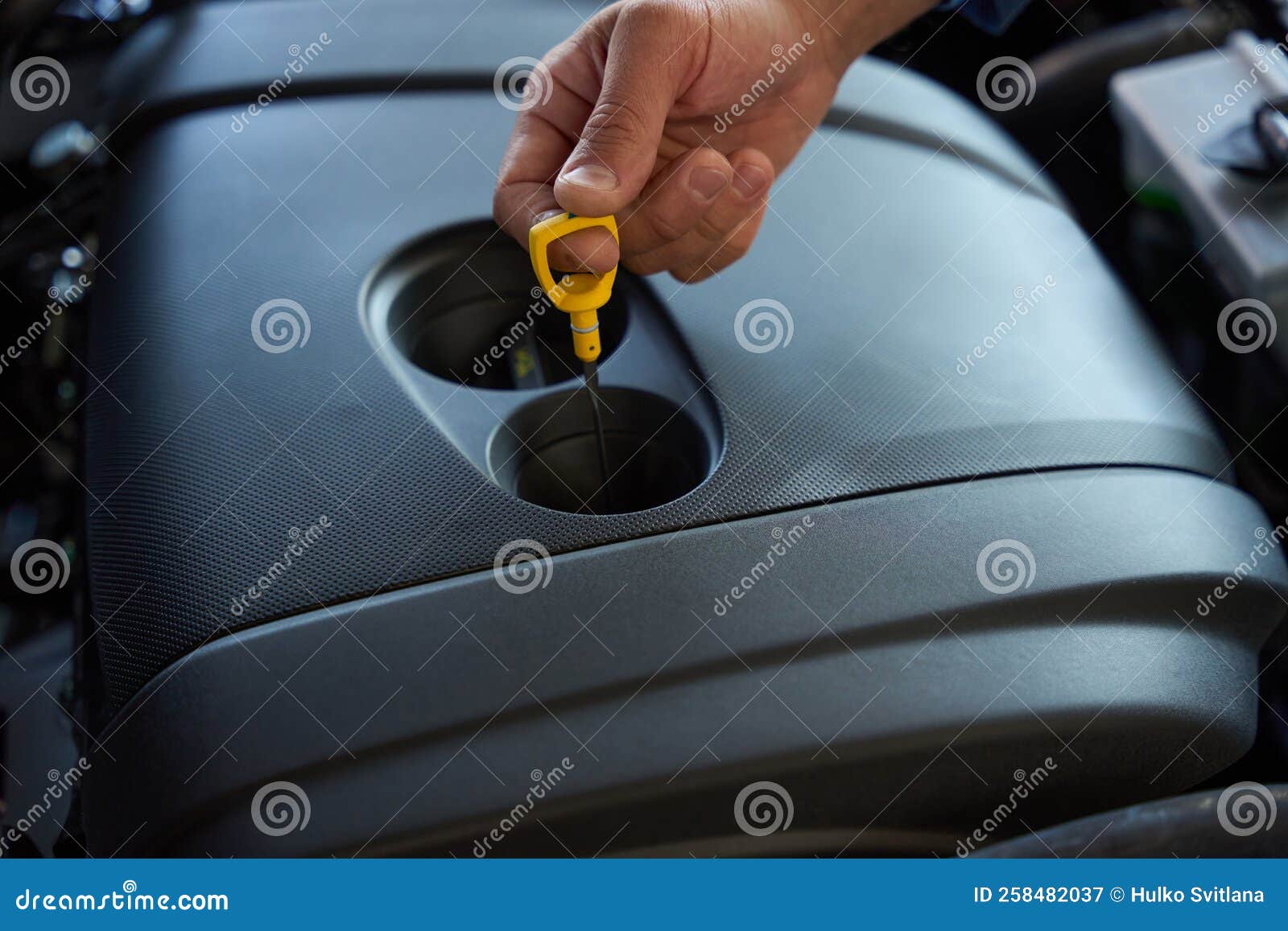 Driver Checks the Oil Level in the Car Stock Image - Image of male ...