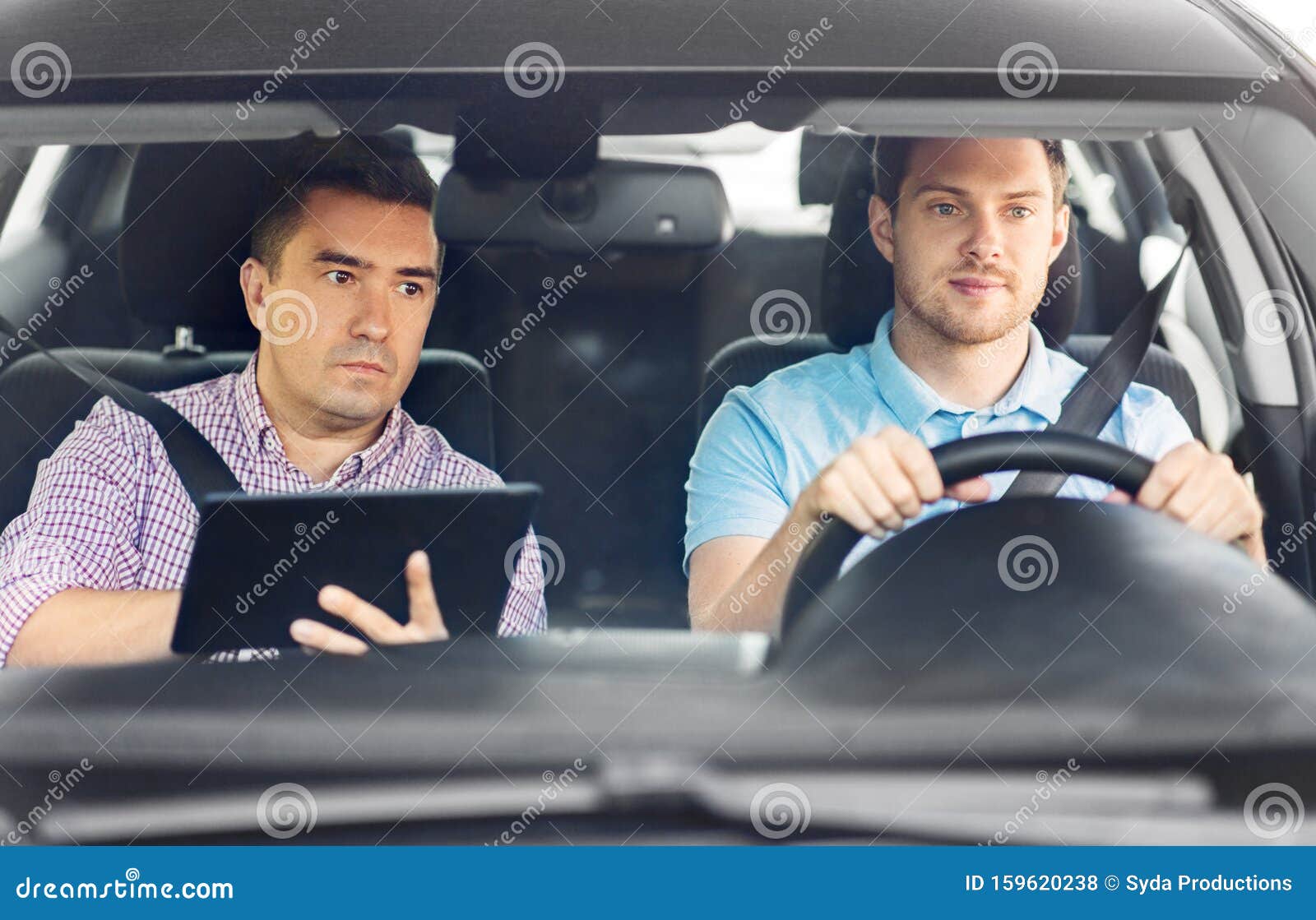 Car Driving School Instructor and Young Driver Stock Photo - Image of ...