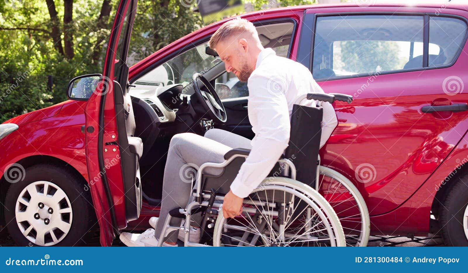 Driver with Disability Getting in Car Stock Photo - Image of seat ...