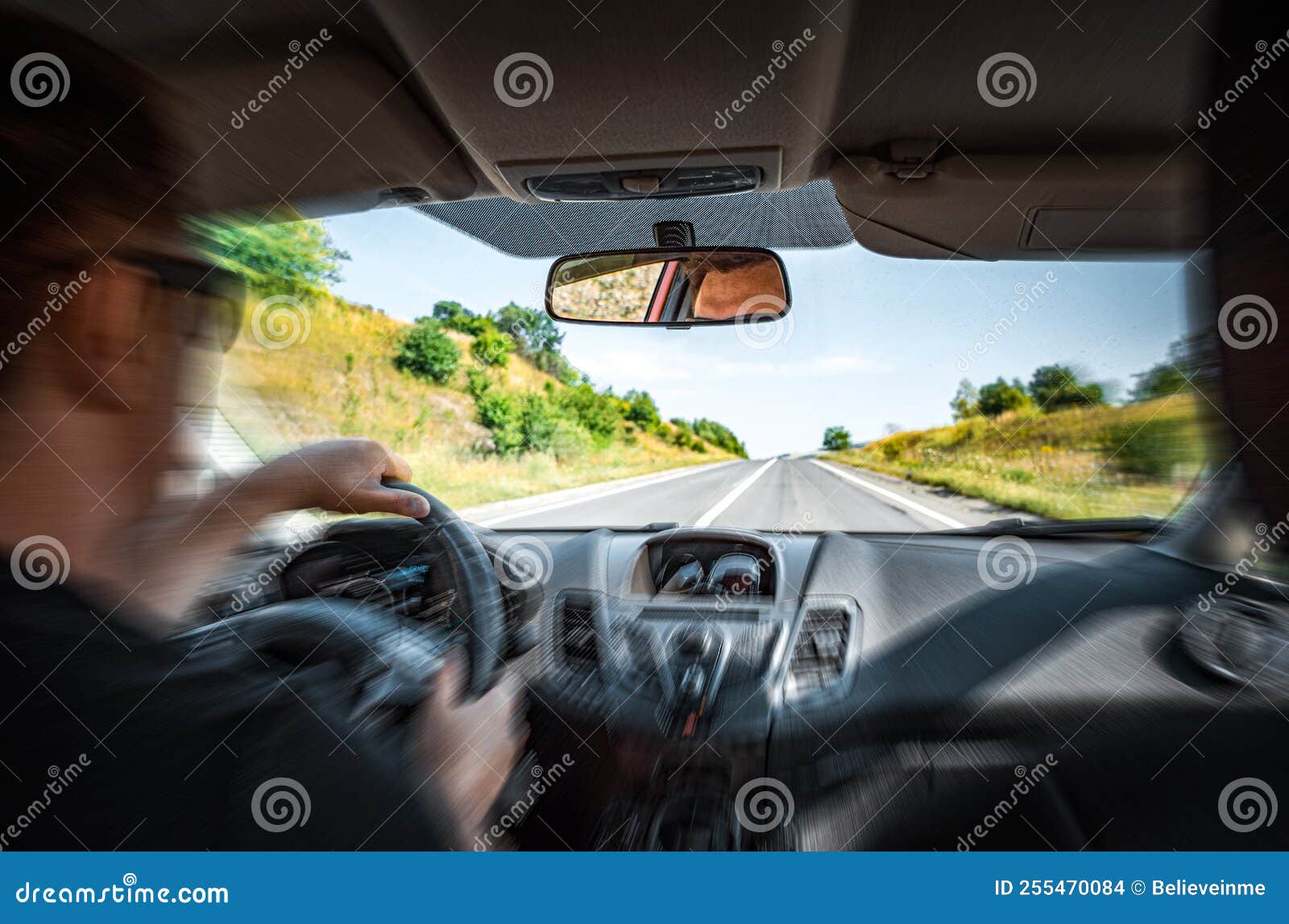 The Driver is Driving a Car Along the Highway Stock Photo - Image of ...