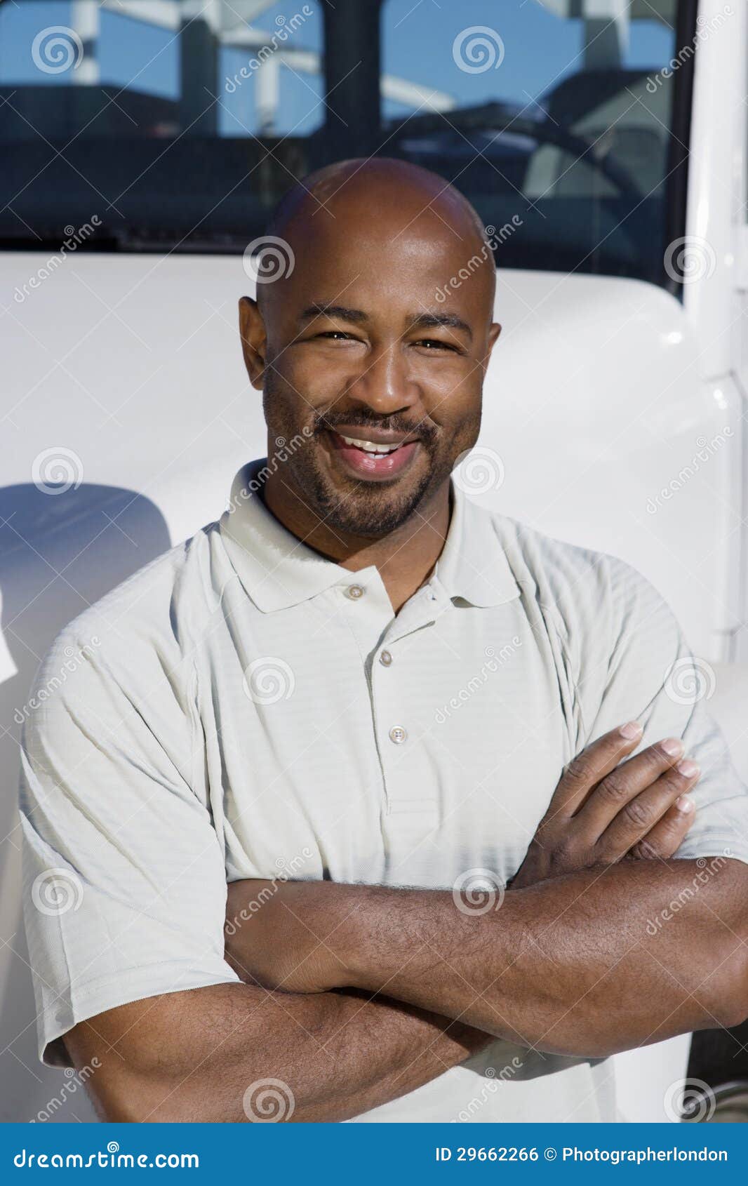 Driver in Front of a Truck stock photo. Image of casual - 29662266