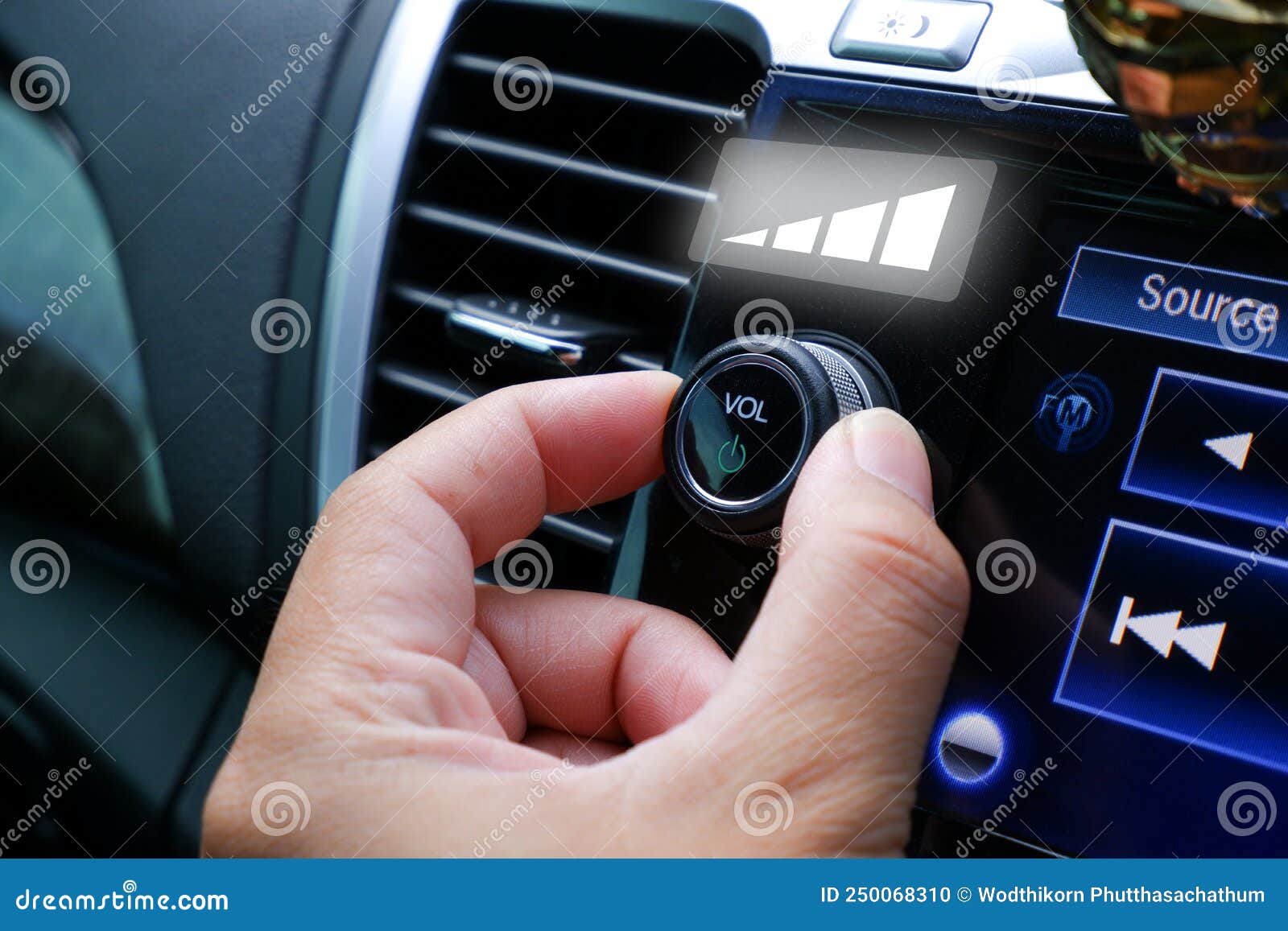 Driver Hand Adjust Volume Control Stock Photo - Image of power, control ...
