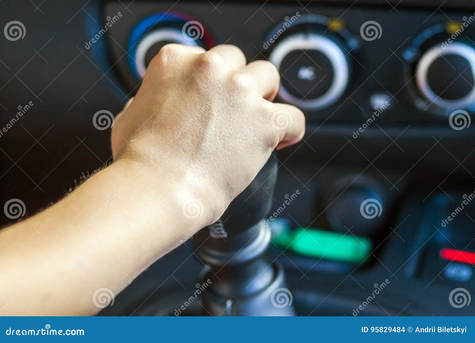 Driver Hand Shifting Gear Shift Knob Manually, Selective Focus Stock ...