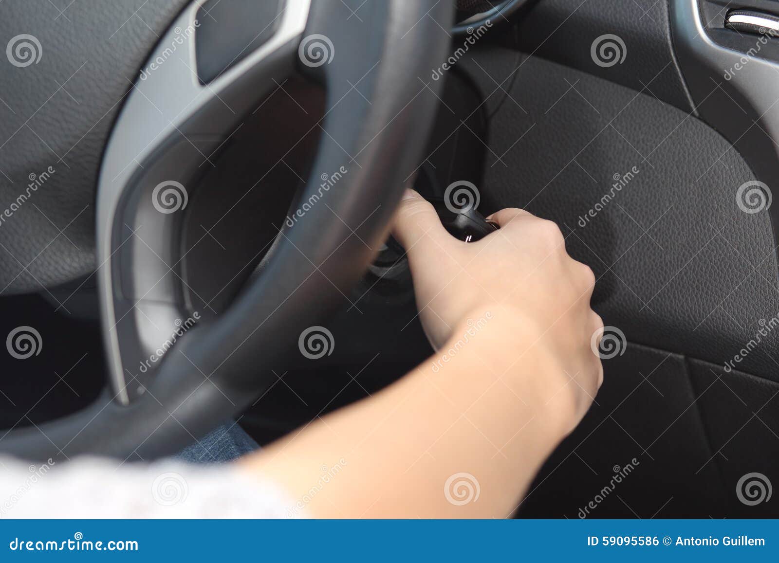 Driver Hand Starting the Car with the Key Stock Photo - Image of female ...