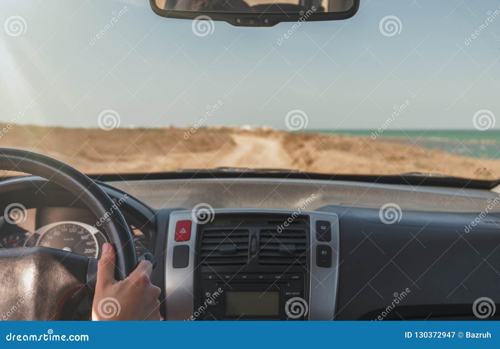 Driver Hand on the Steering Wheel of a Car Stock Image - Image of front ...
