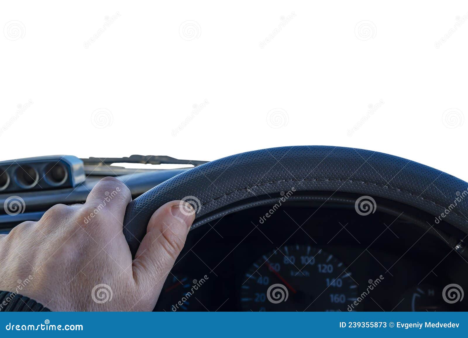 Driver Hand on the Steering Wheel Inside the Car Stock Image - Image of ...