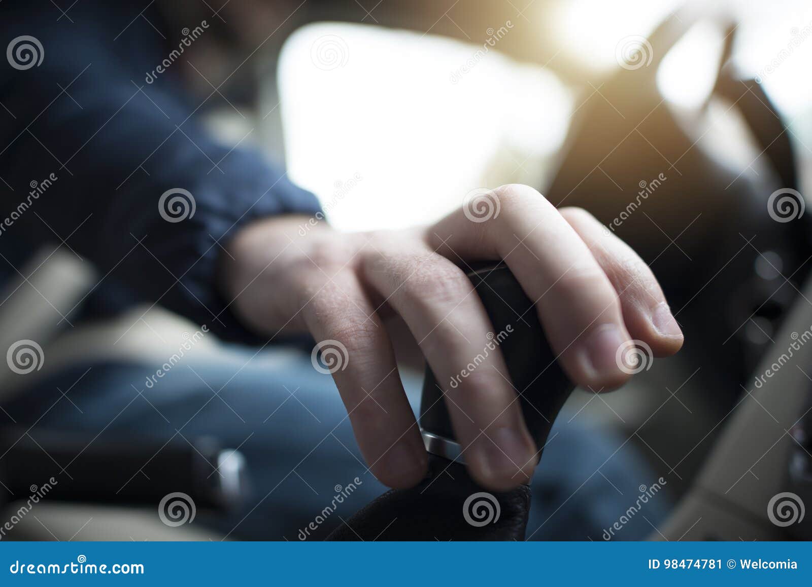 Driver with Hand on Stick Shift Stock Image - Image of transportation ...