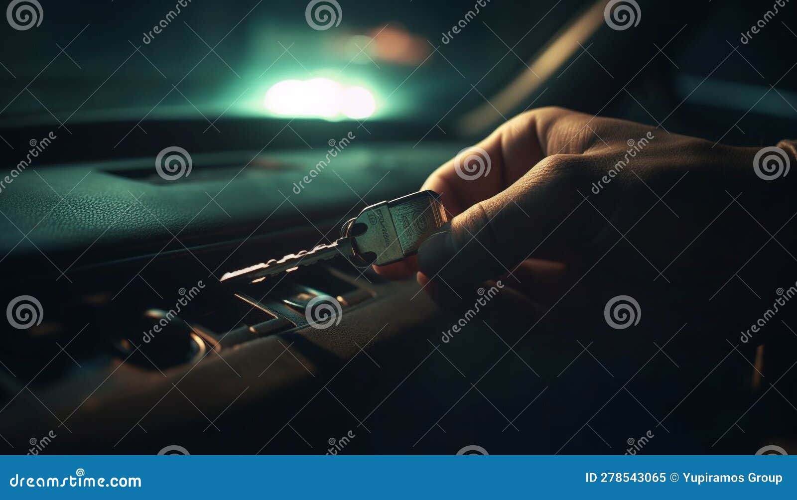 The Driver Hand on the Wheel, Speeding through the Night Generated by ...