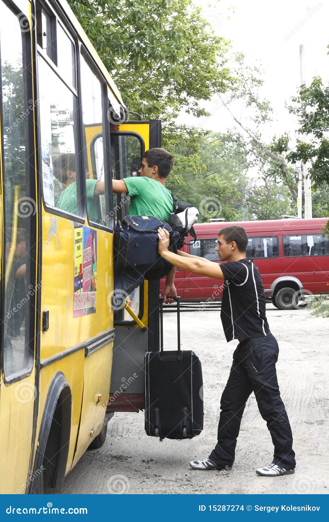 Driver Helps Passengers with Their Bags Stock Photo - Image of boarding ...