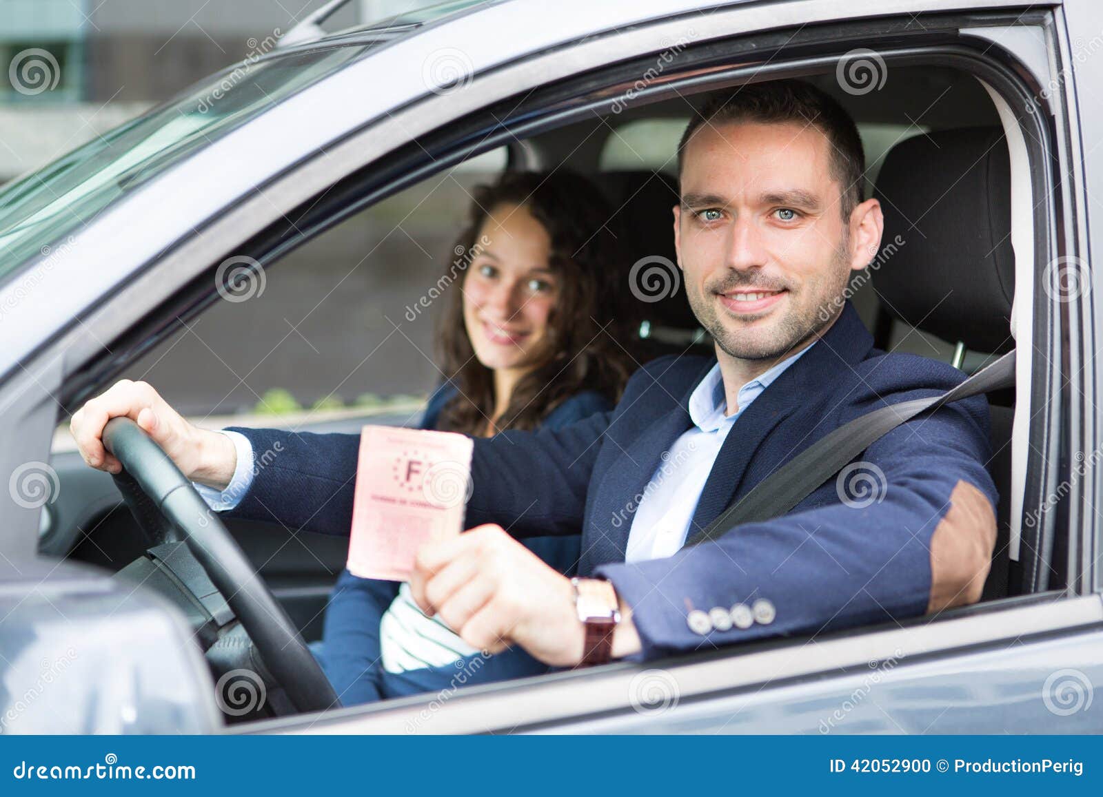 Driver in His Car after Getting His Driving Licence Stock Photo - Image ...