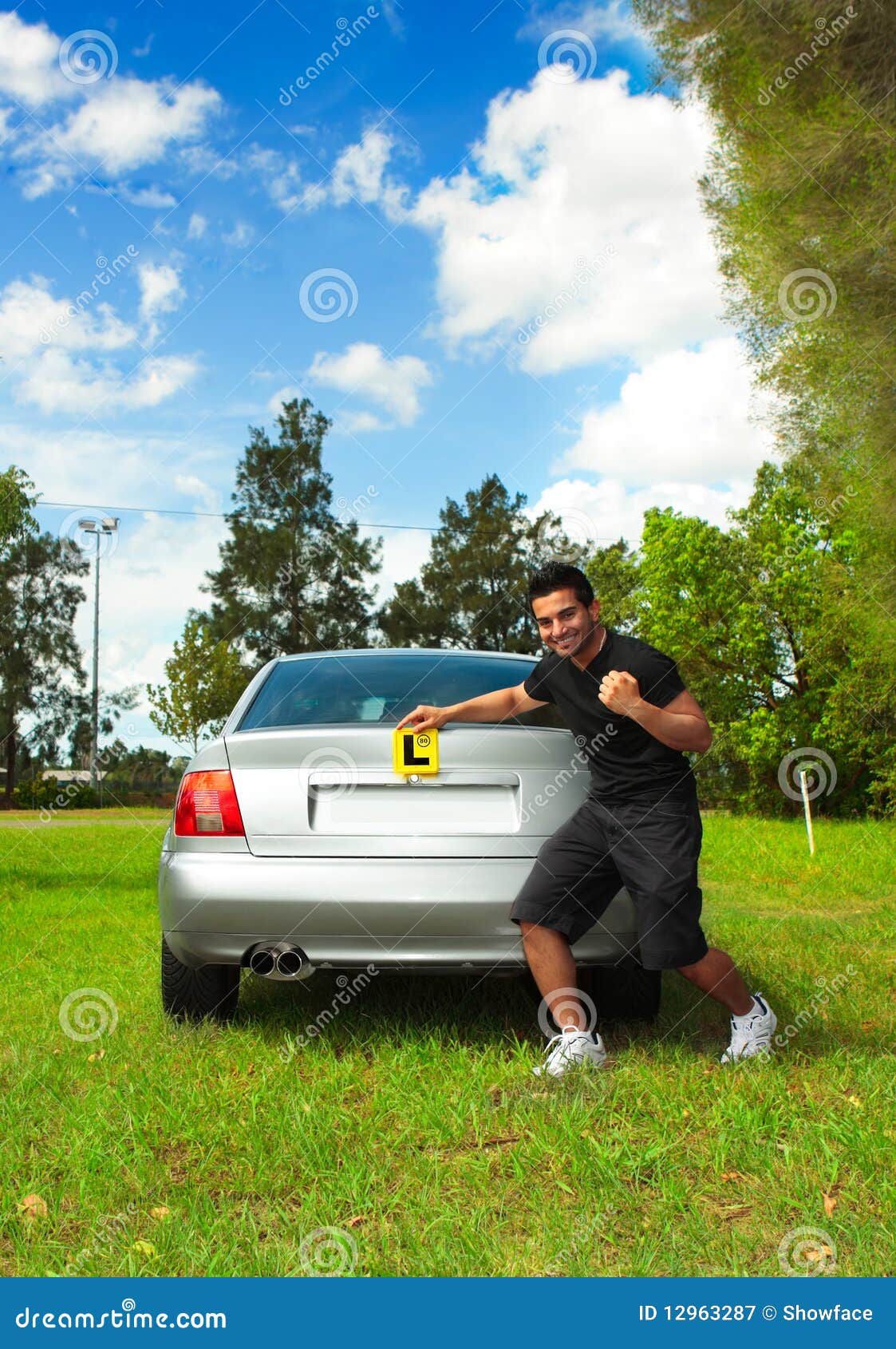 Driver Holding Learner Licence Plates beside Car Stock Image - Image of ...