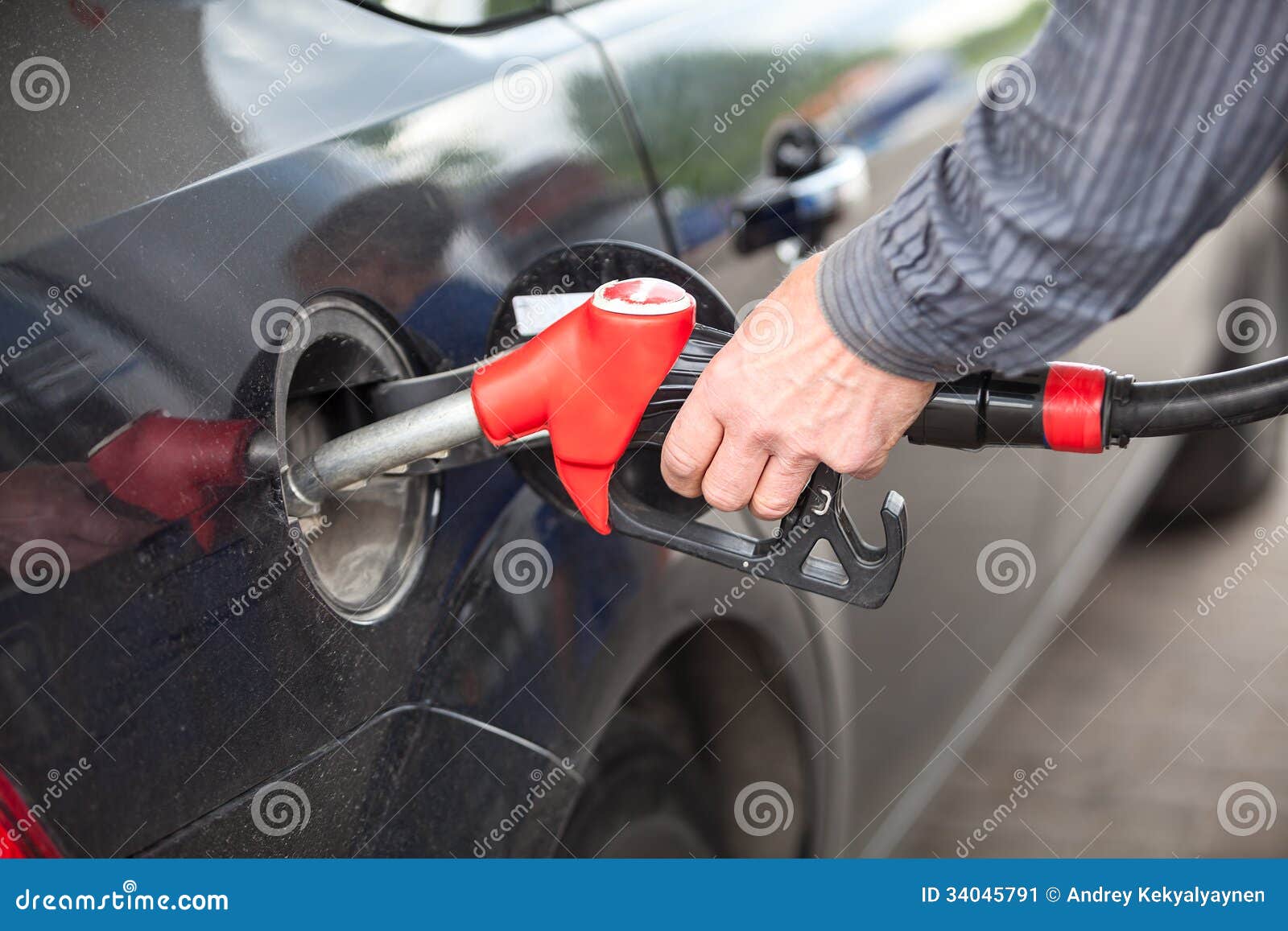Driver Inserting Pumping Nozzle with Gasoline in Car Stock Image ...