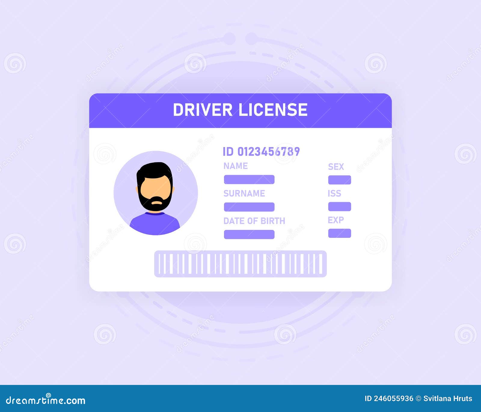 Driver License. License for Driving on Car and Other Transports. Vector ...