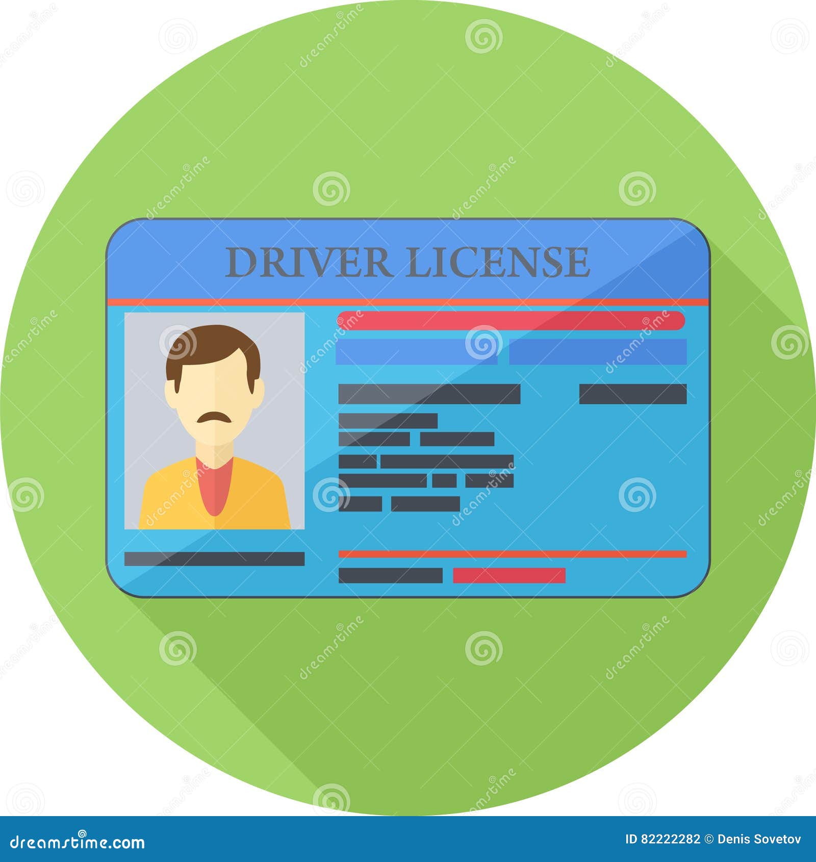 Driver License Flat Icon stock vector. Illustration of backgrounds - 82222282