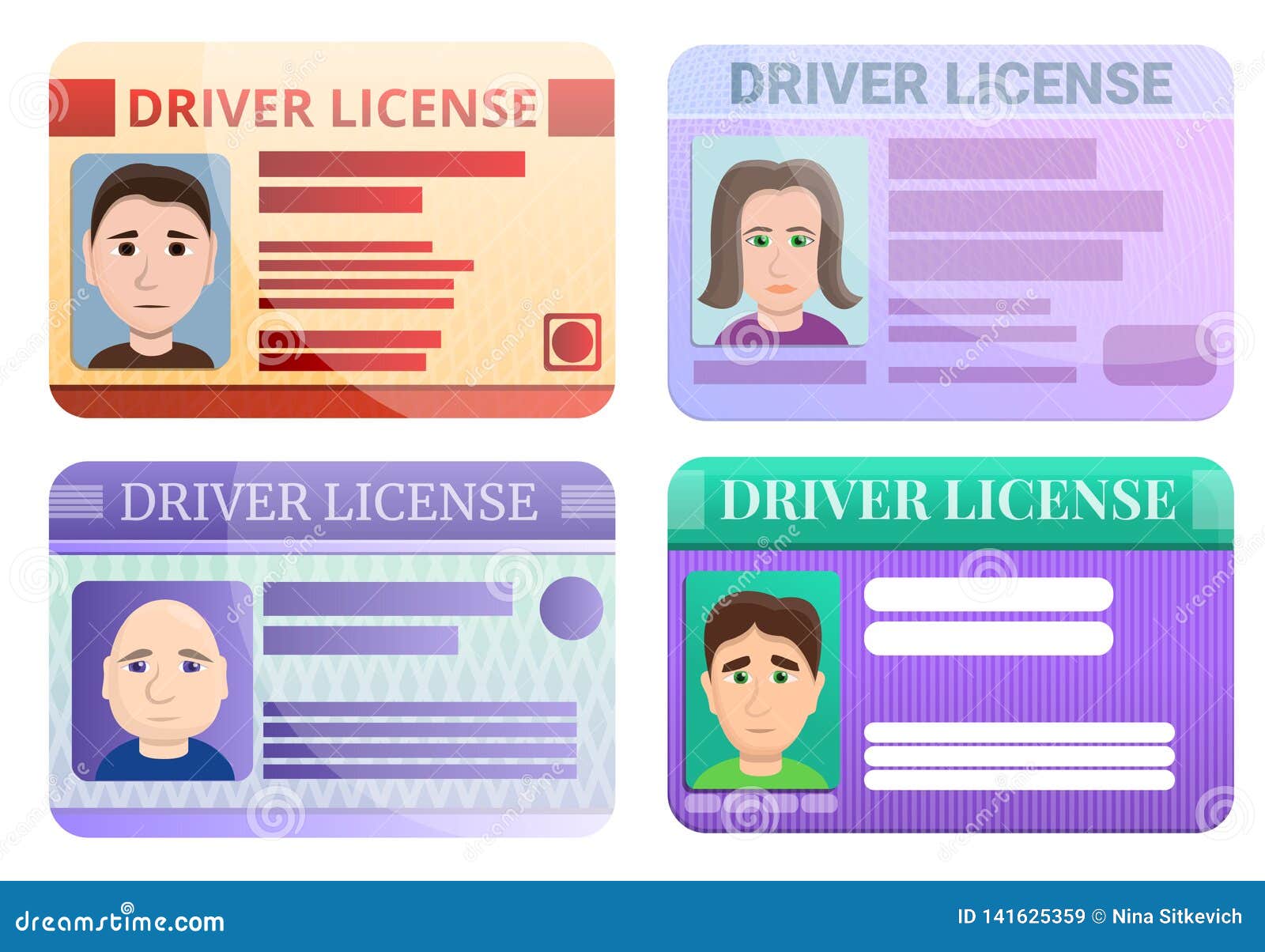 Driver License Icons Set, Cartoon Style Stock Vector - Illustration of ...