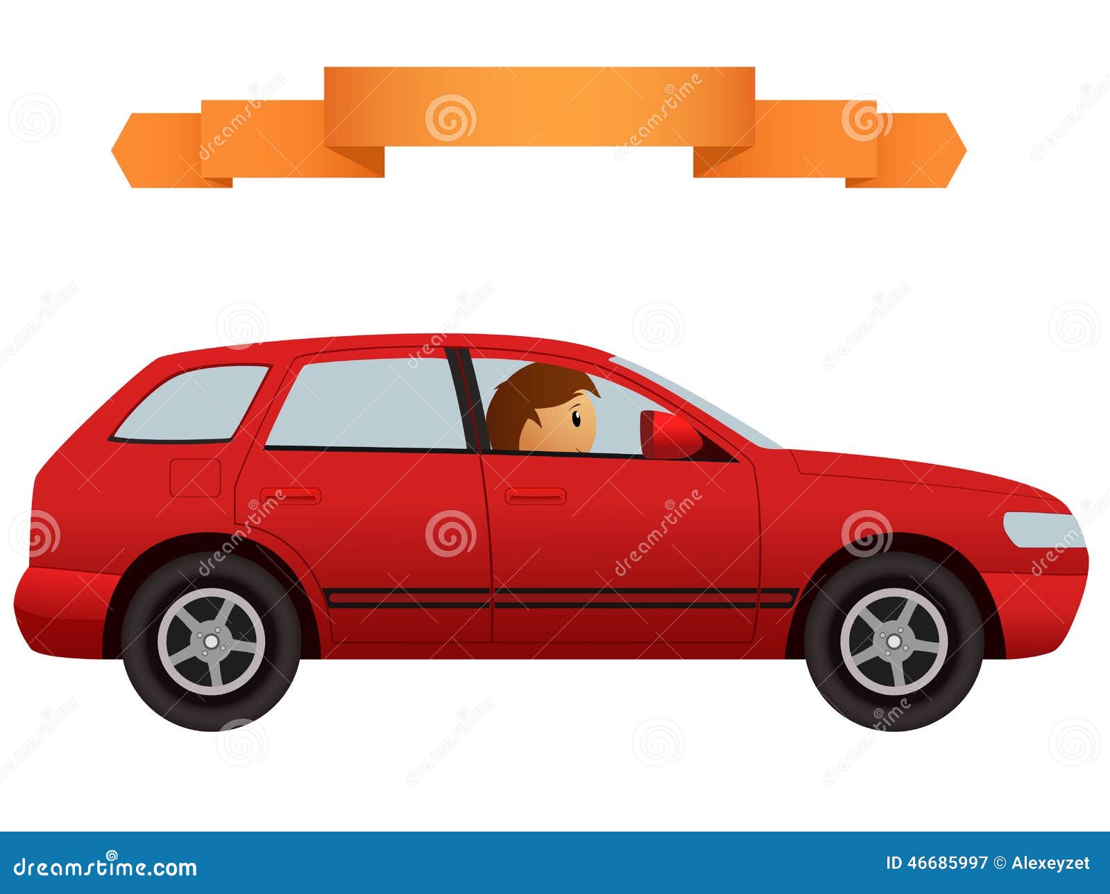Driver in the Modern Red Car Crossover Stock Vector - Illustration of ...