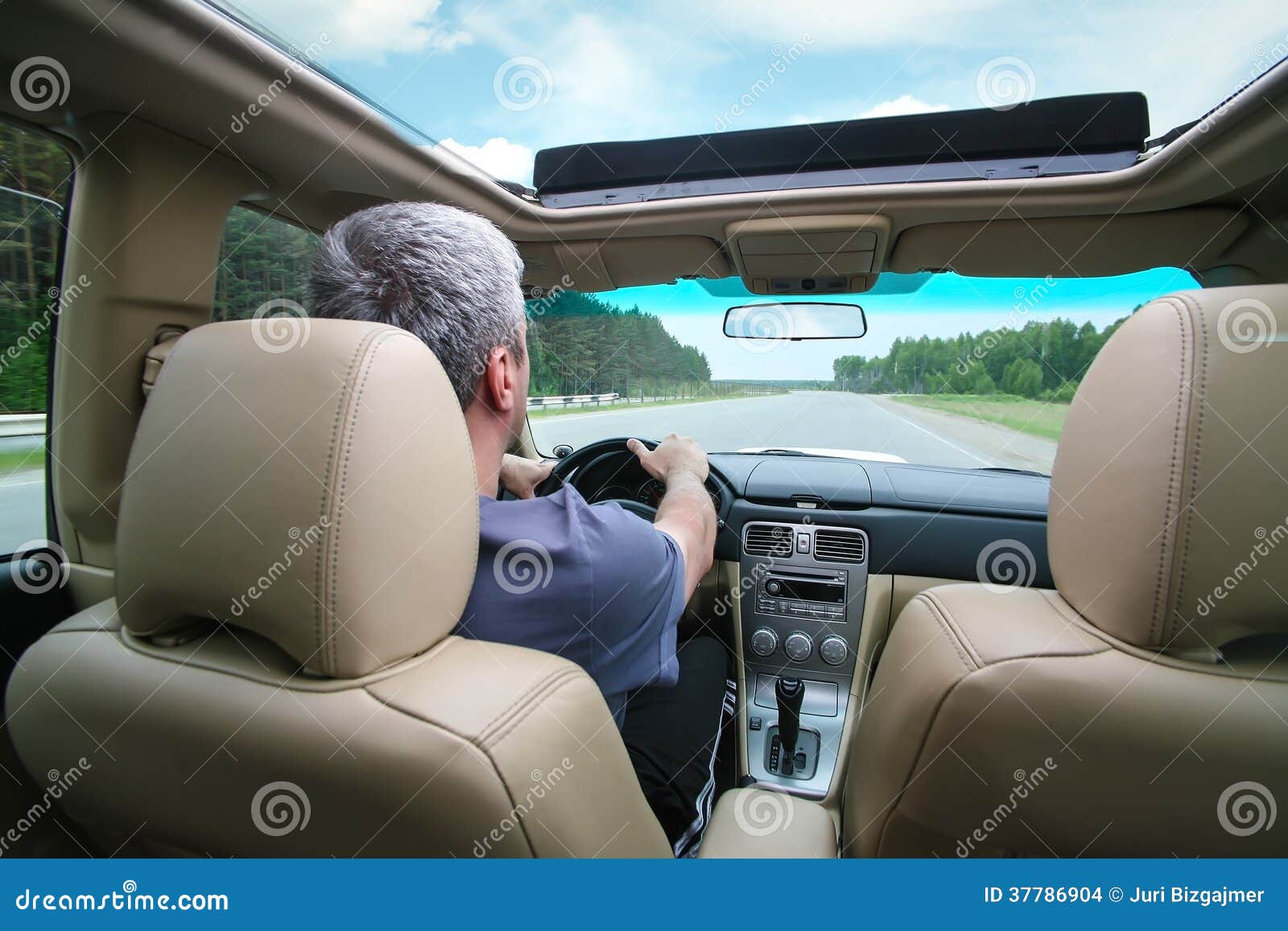 Driver Operates Car on the Country Highway Stock Photo - Image of hands ...
