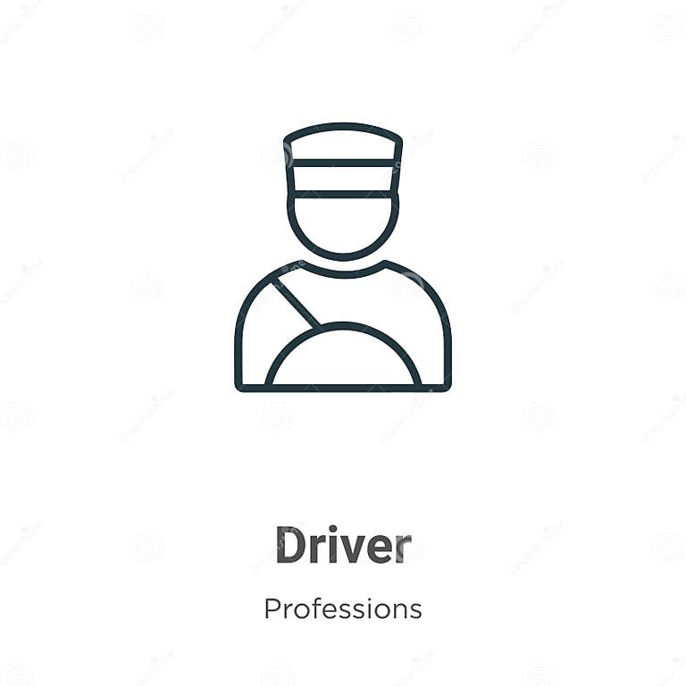 Driver Outline Vector Icon. Thin Line Black Driver Icon, Flat Vector ...