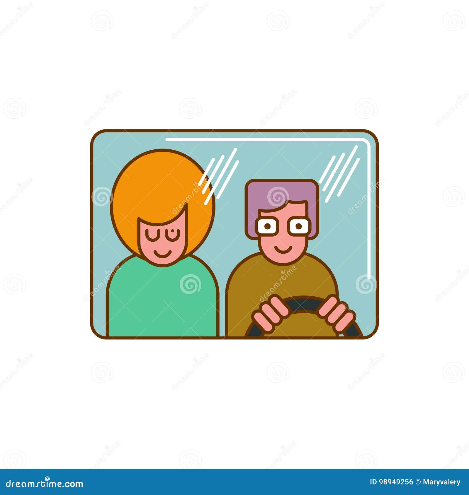 Driver and Passenger Icon. Windshield Stock Vector - Illustration of ...