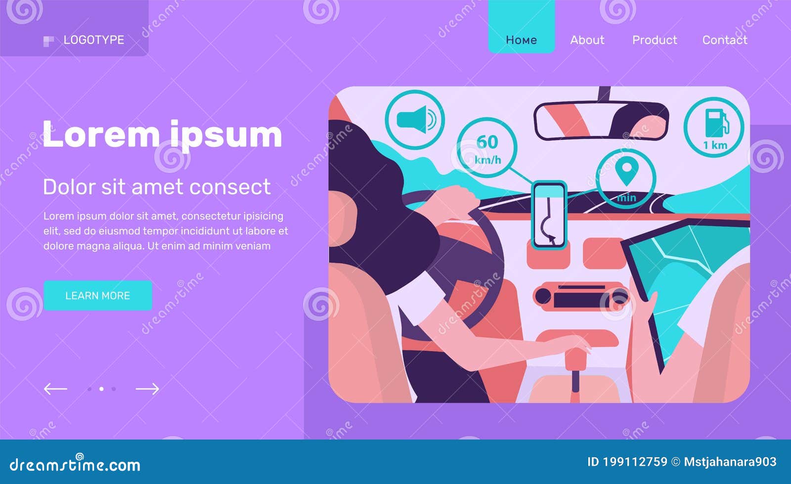 Driver and Passenger Navigating on Road within Map Stock Vector ...