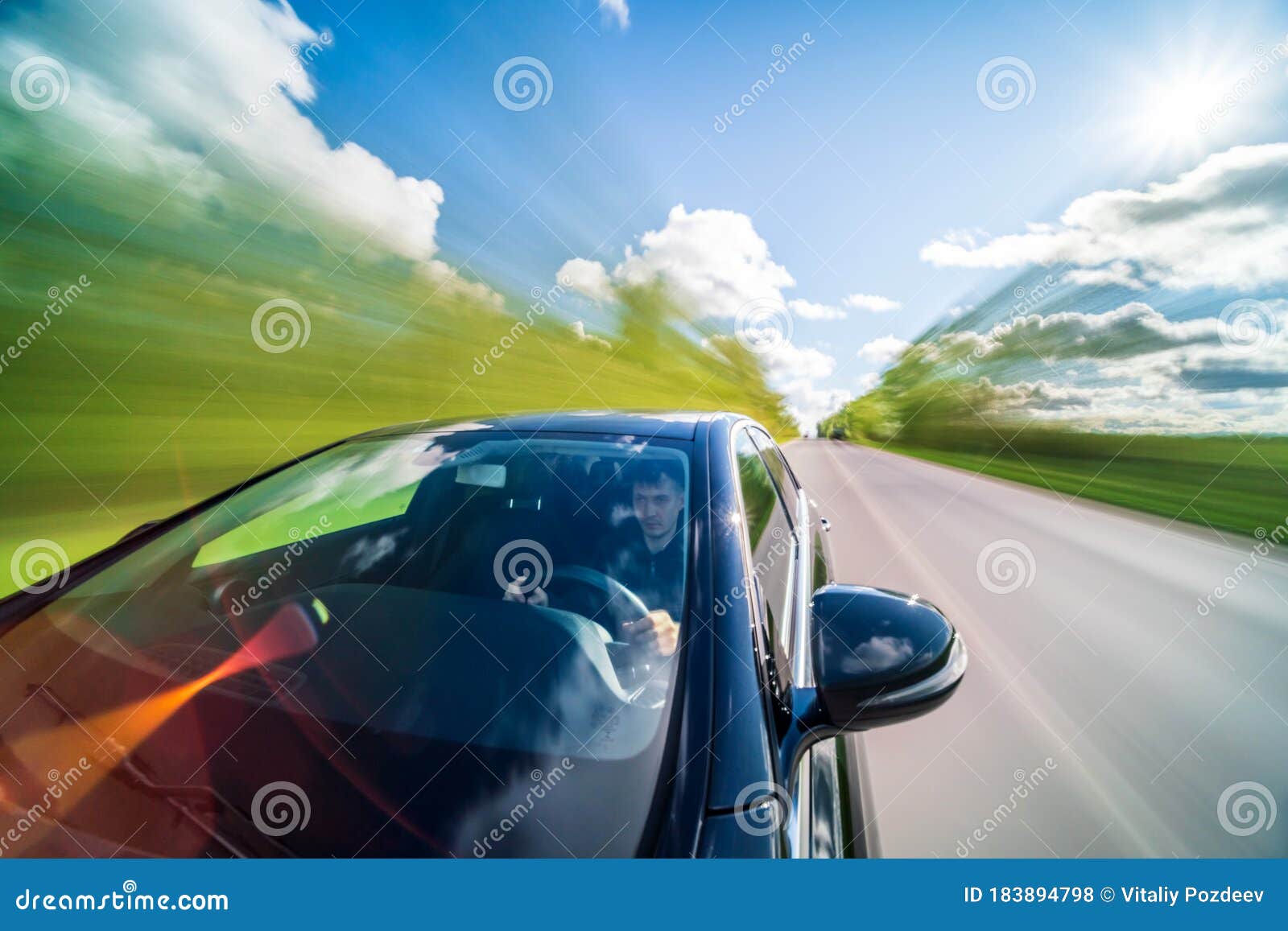 Driver Point of View in Car`s Windshield on Countryside. Stock Photo ...
