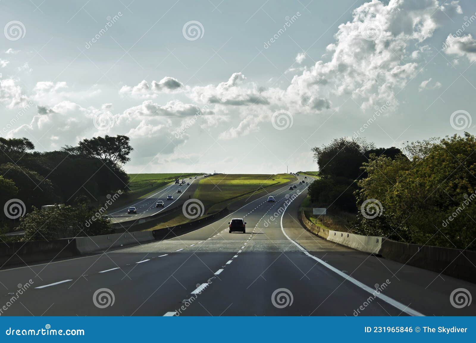 Driver Point of View at the Highway. Stock Photo - Image of landscape ...