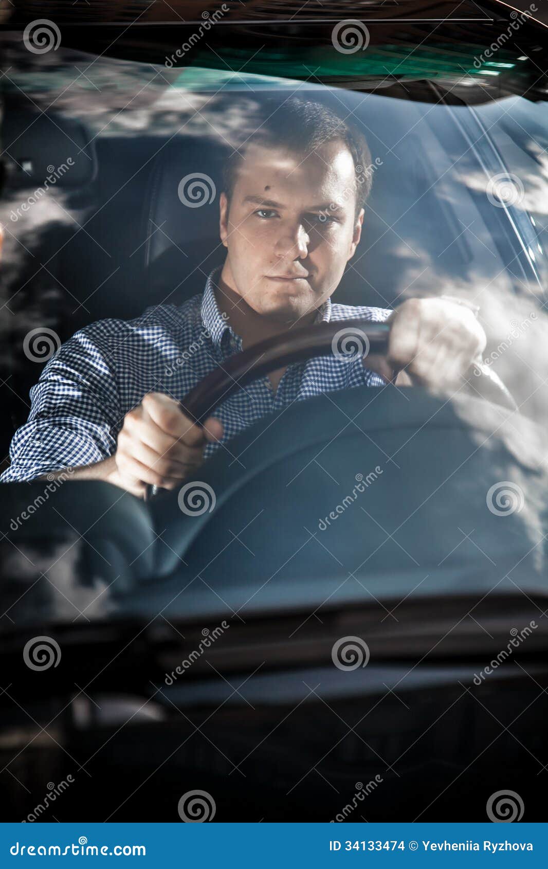 Driver Portrait through Glass Stock Photo - Image of handsome, look ...