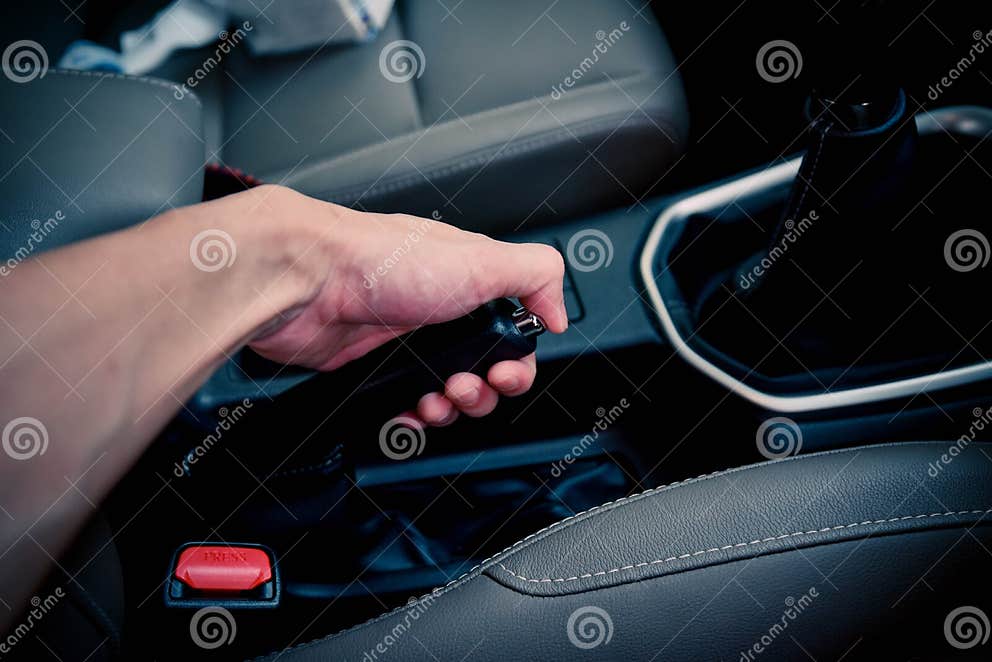 Driver Pulling the Car Hand Brake Stock Photo - Image of chinese ...