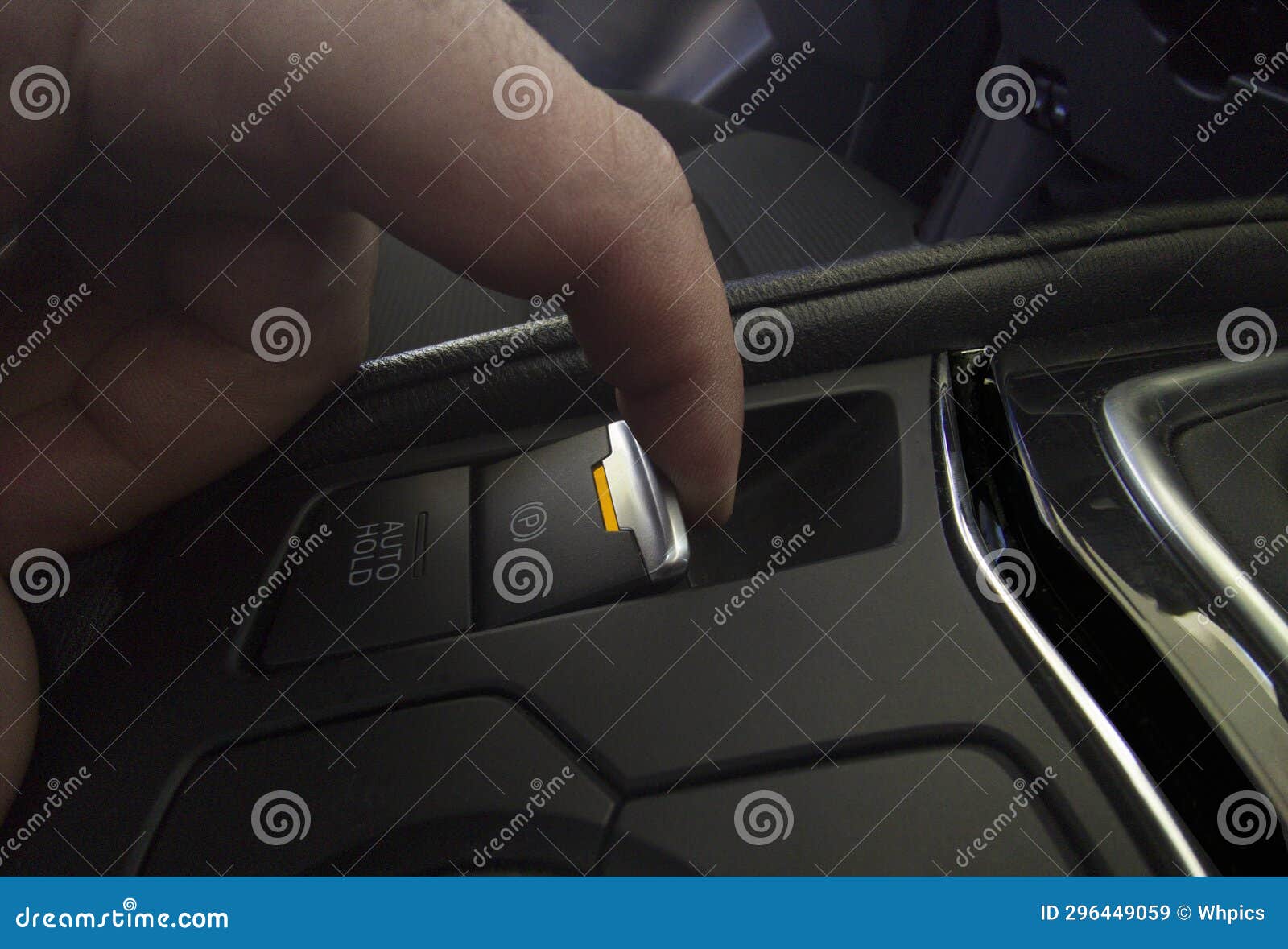 Driver Pulling the Electric Parking Brake of His Car Stock Image ...