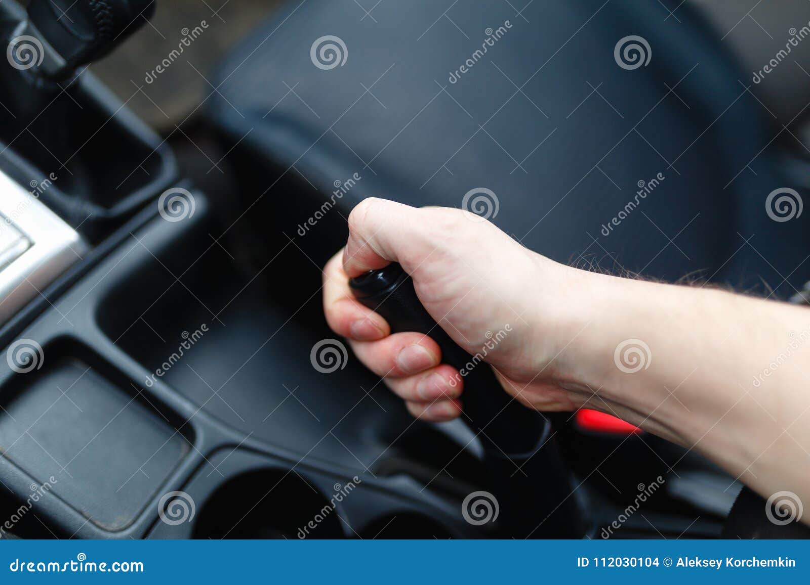 The Driver Pulls the Hand Brake Lever Stock Photo - Image of pulling ...