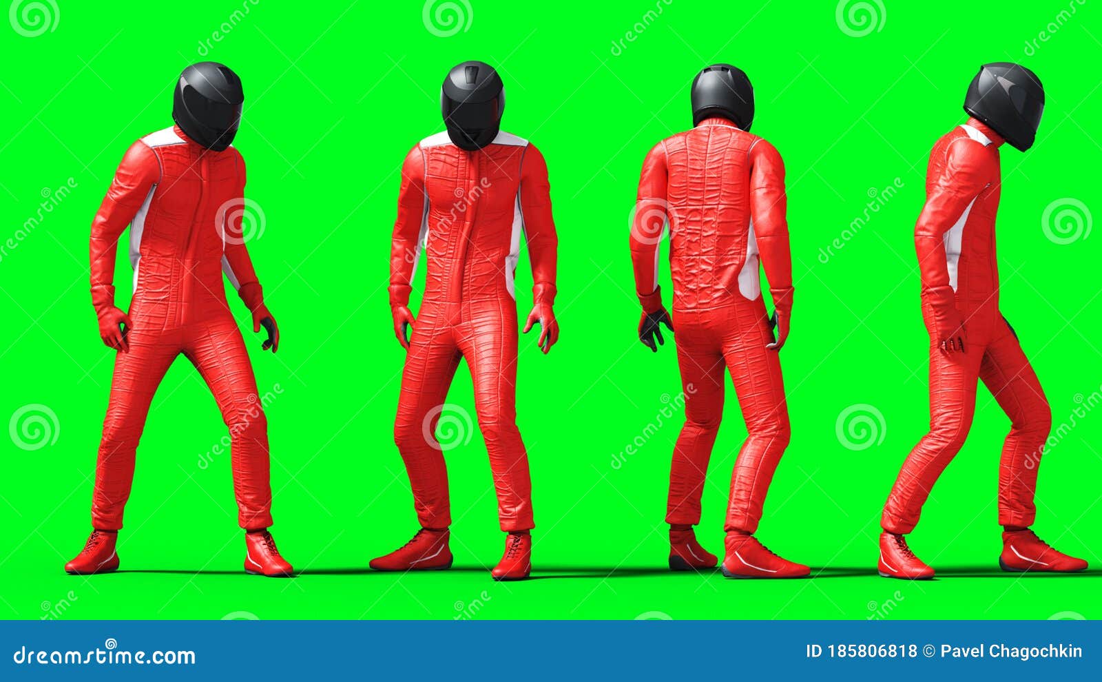 Driver, Racer Isolate on Green Screen. 3d Rendering. Stock Illustration ...