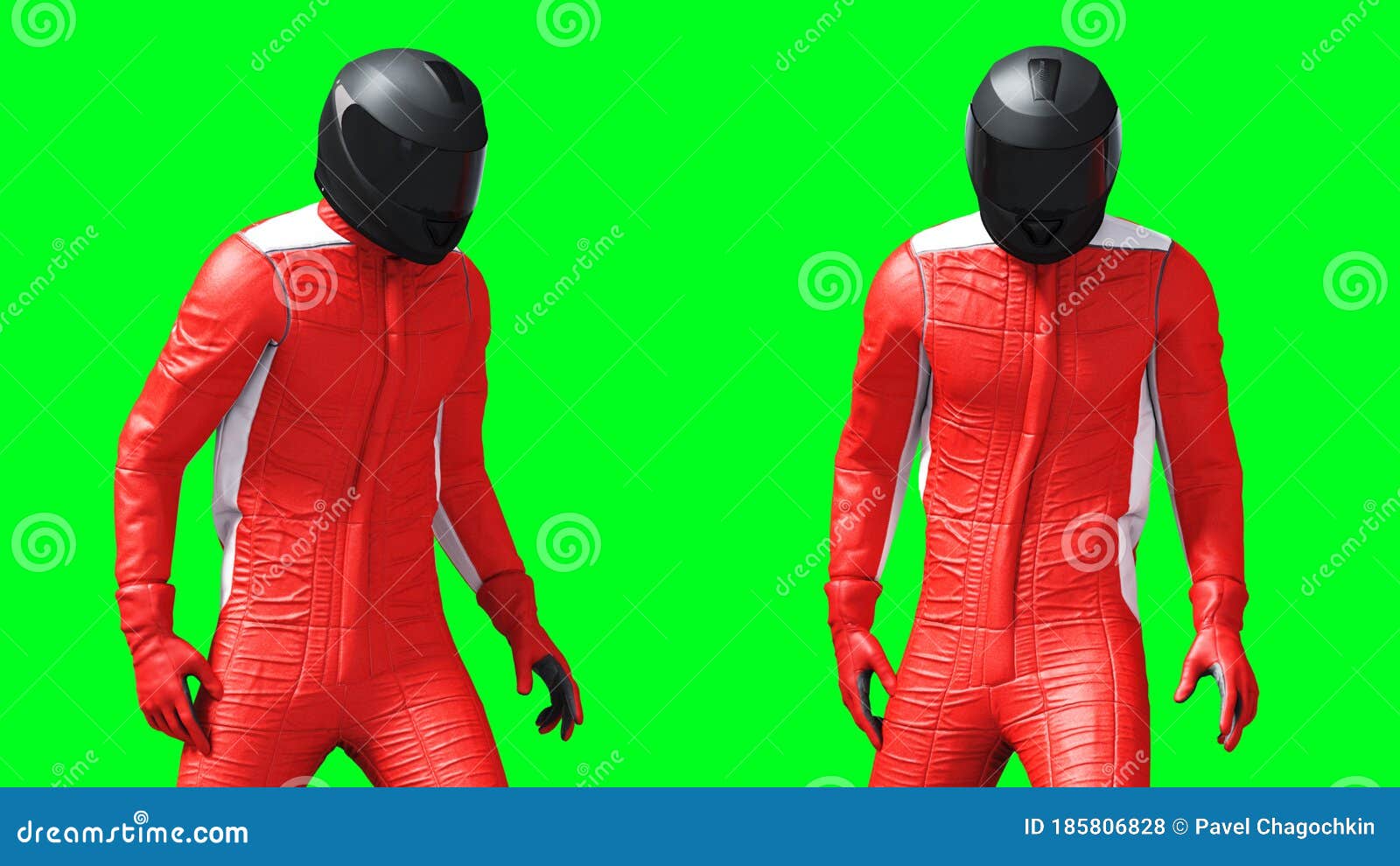 Driver, Racer Isolate on Green Screen. 3d Rendering. Stock Illustration ...