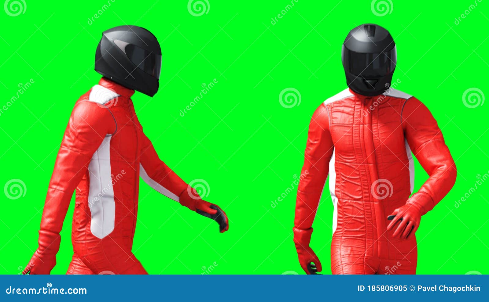 Driver, Racer Isolate on Green Screen. 3d Rendering. Stock Illustration ...
