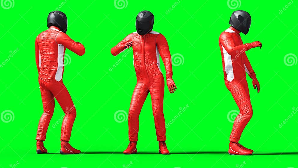 Driver, Racer Isolate on Green Screen. 3d Rendering. Stock Illustration ...