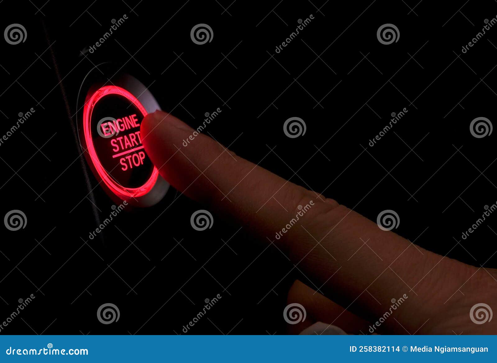The Driver S Hand is Pressing the Car Start Button. Concept of ...