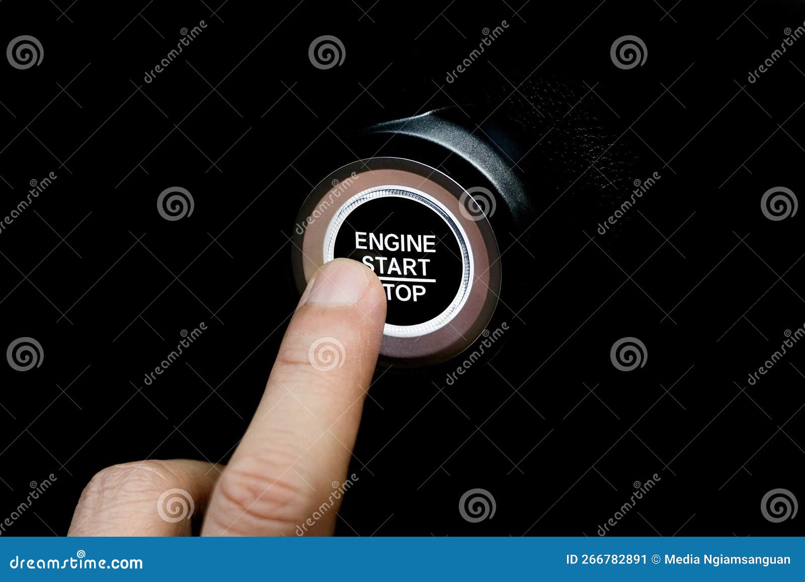 The Driver S Hand is Pressing the Car Start Button. Concept of ...