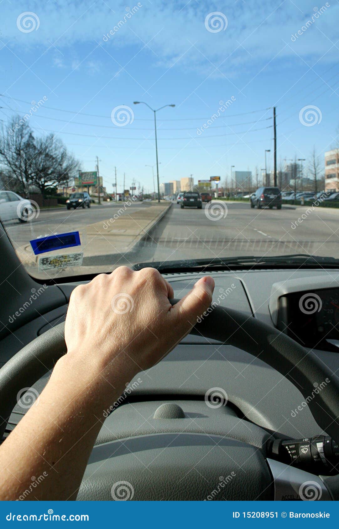Driver s Perspective stock image. Image of street, hand - 15208951