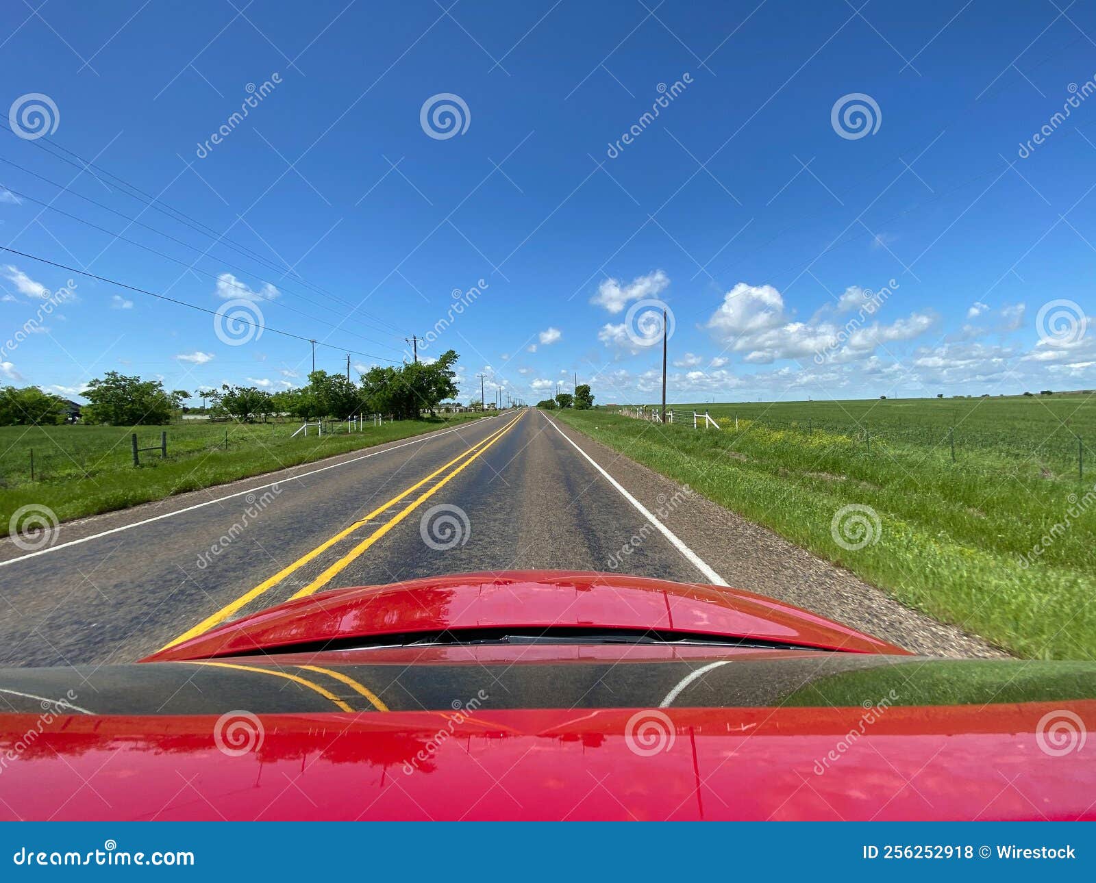 Driver S Point of View on a Road in the Middle of Green Fields with a ... Driver S Point of View on a Road in the Middle of Green Fields with a ...