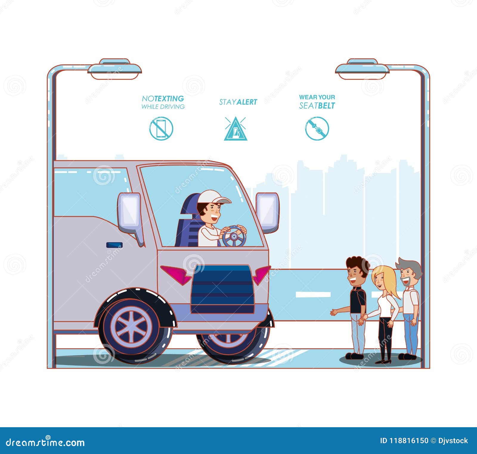 Driver Safely Campaign Label Stock Vector - Illustration of careful ...