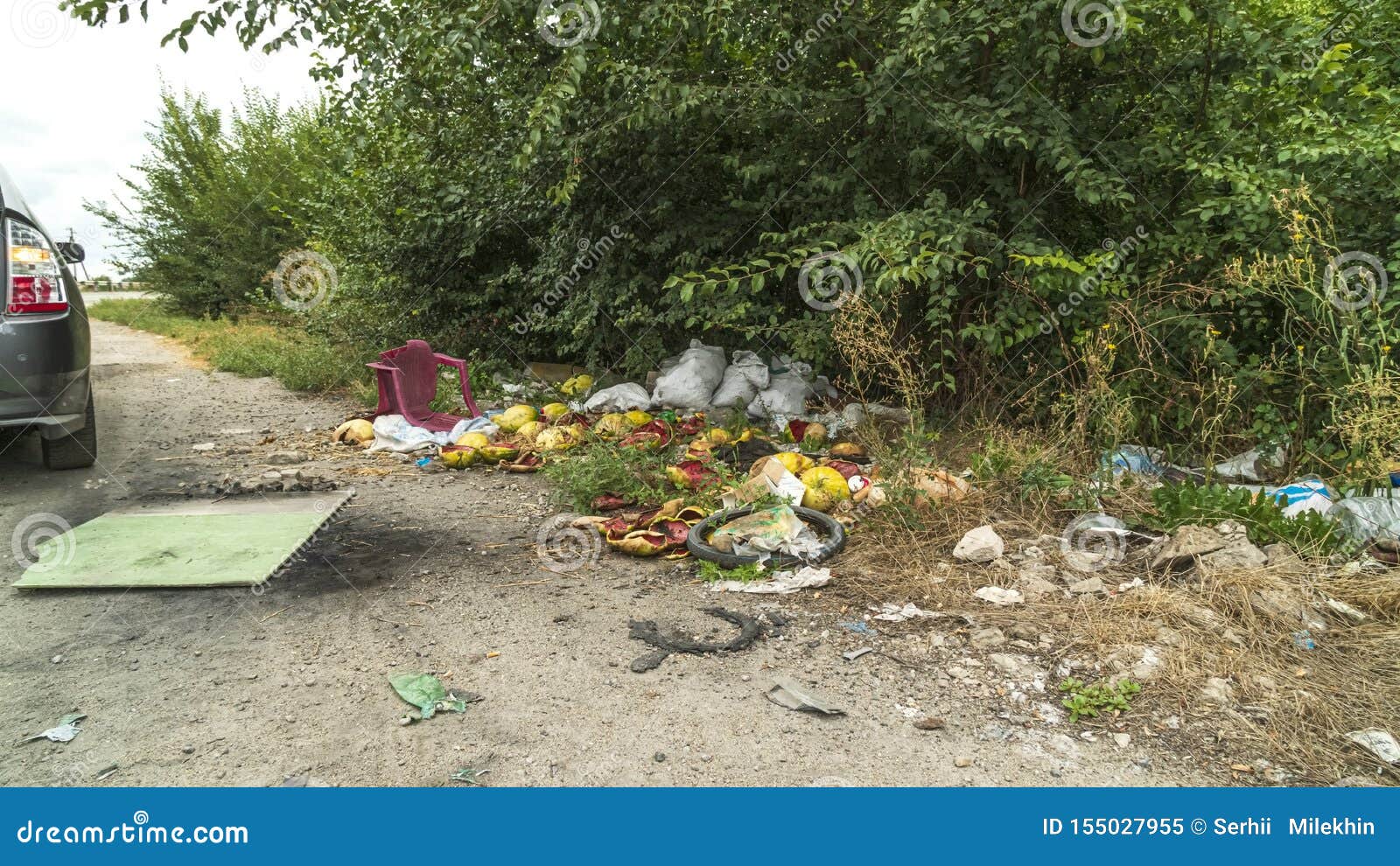 The Driver Throw Garbage on the Side of the Road Stock Image - Image of ...